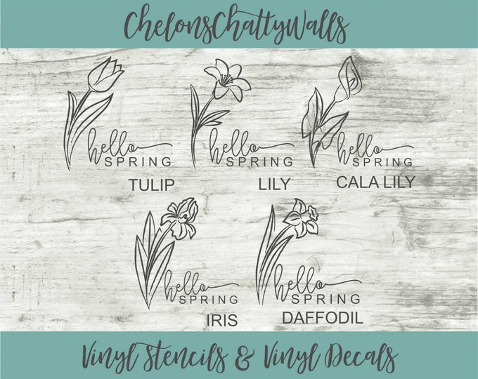 Flower Stencil, Hello Spring Stencil, Flower, Spring Decor, Spring ...