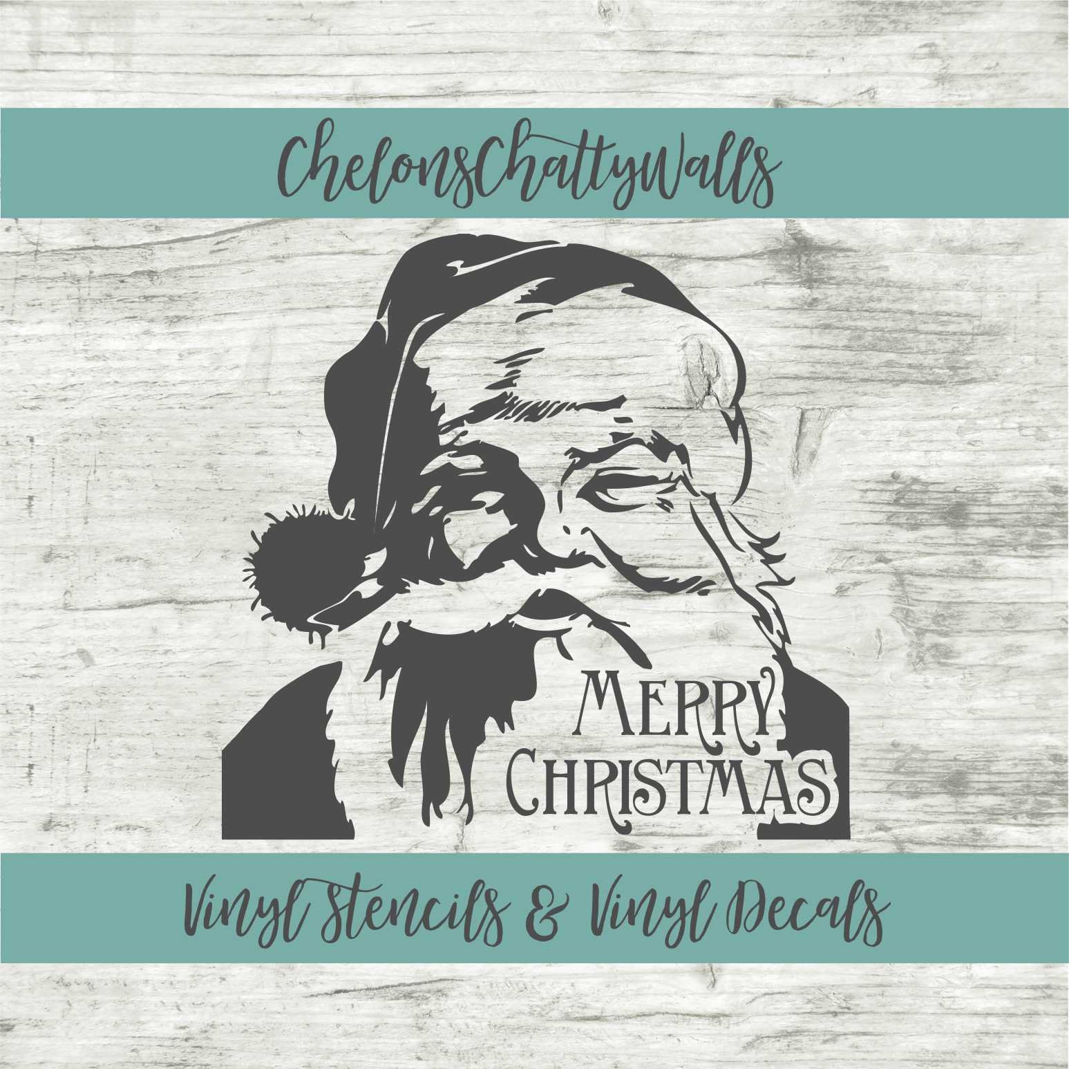 Santa Claus Vinyl Stencil, Merry Christmas Vinyl Decal, Santa Claus ...