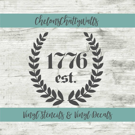 1776 Vinyl Stencil 1776 Vinyl Decal Olive Wood Wreath | Etsy