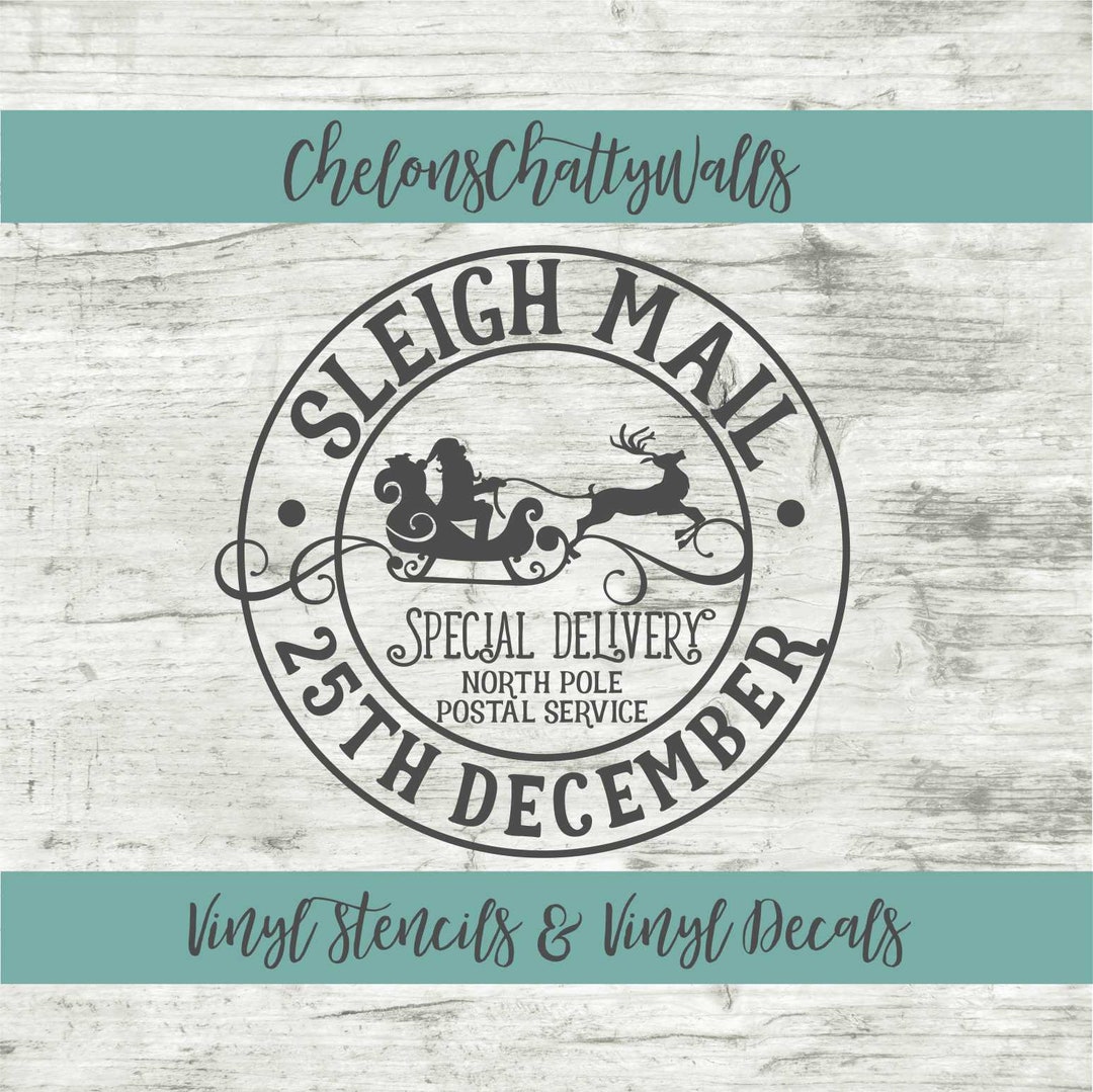 Santa's Sleigh Mail, Holiday, Christmas Vinyl Stencil, Vinyl Decal ...