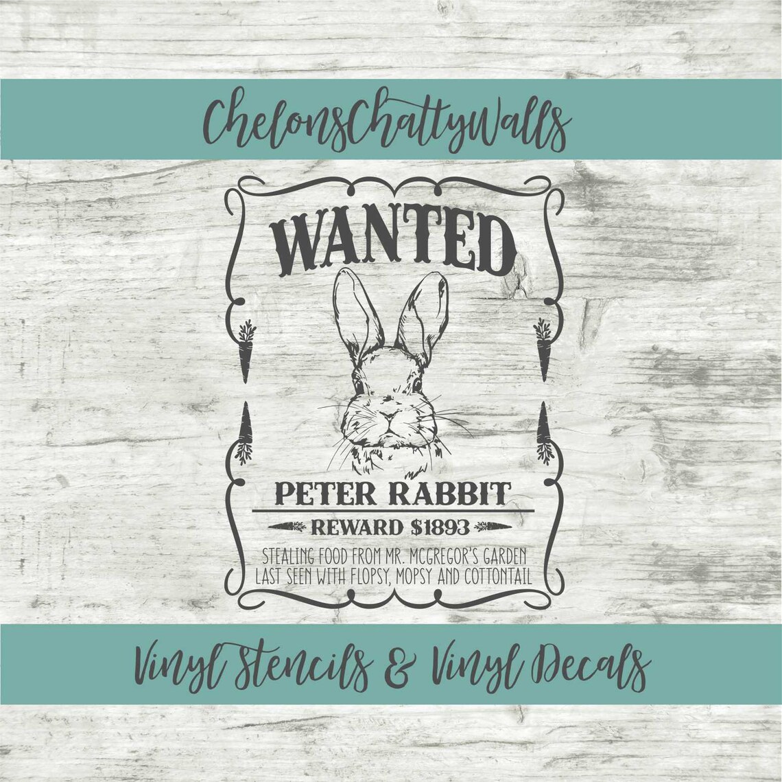 Wanted Peter Rabbit Stencil Peter Rabbit Vinyl Decal Rabbit | Etsy