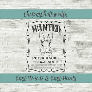 Wanted Peter Rabbit Stencil, Peter Rabbit Vinyl Decal, Rabbit Stencil ...