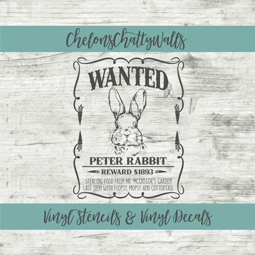 Wanted Peter Rabbit Stencil Peter Rabbit Vinyl Decal Rabbit - Etsy