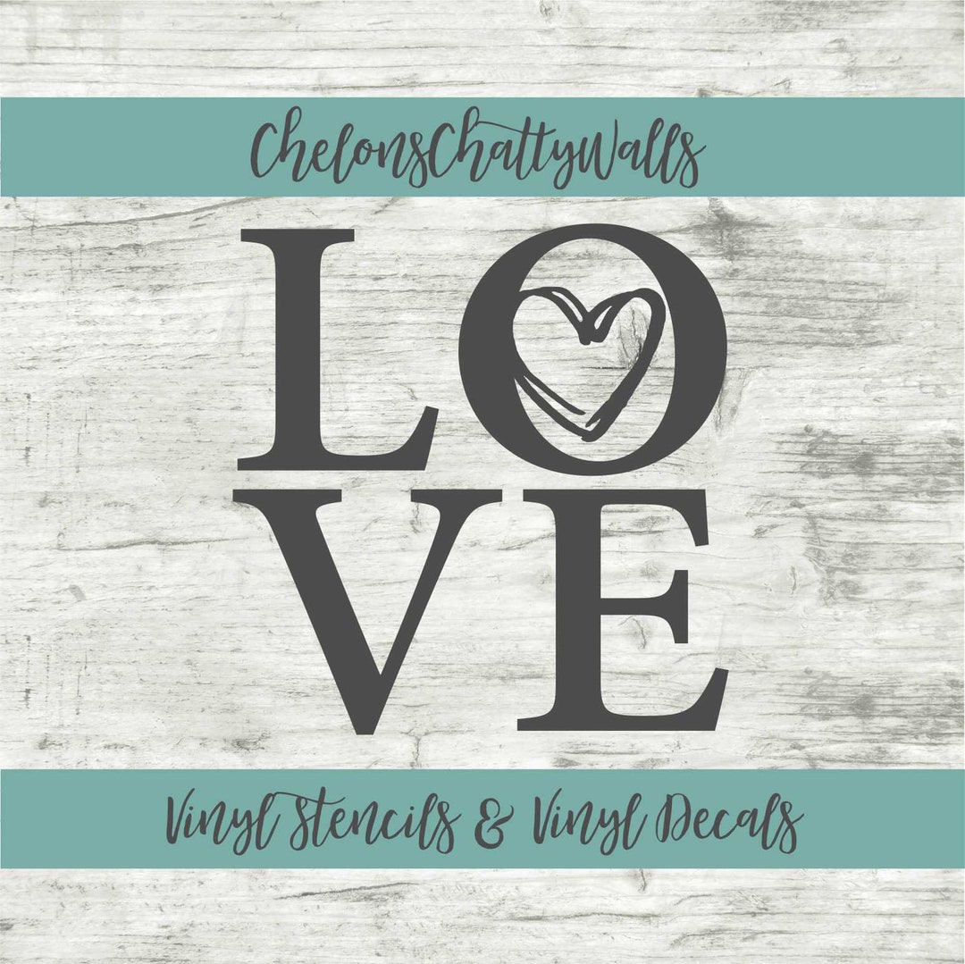 Love Valentine Vinyl Stencil, Love Vinyl Decal, Love Heart, Vinyl ...