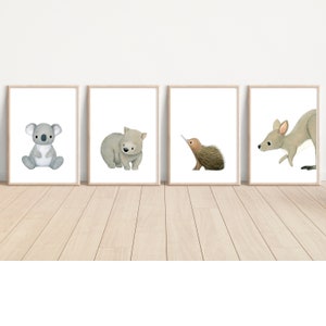 Australian Animal Nursery Print Set / Koala / Kangaroo Joey/ Wombat ...