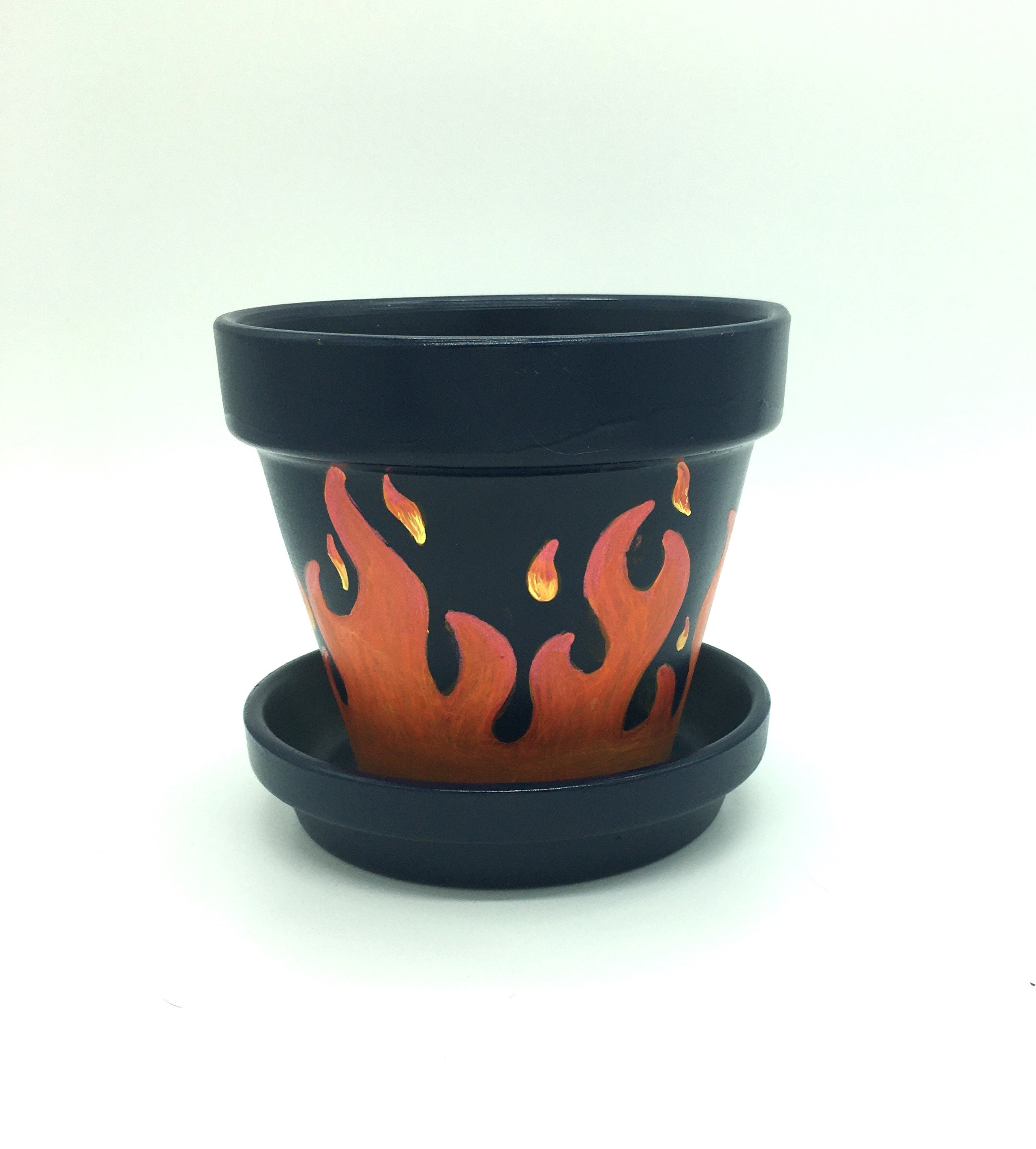 Hand Painted Planter Flames Flower or Succulent Pot With - Etsy