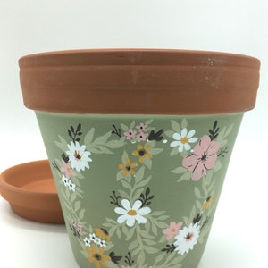 Hand Painted Indoor/outdoor Planter - Retro Floral Peace Sign - Flower ...