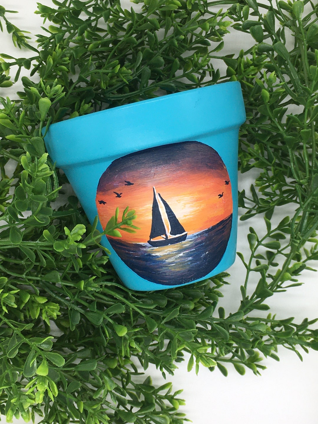 Hand Painted Indoor/outdoor Planter - Flower or Succulent Pot With ...