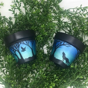 Hand Painted Black Indoor/outdoor Planter - Wolf - Big Foot - Eagle ...