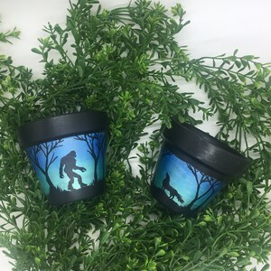 Hand Painted Black Indoor/outdoor Planter - Wolf - Big Foot - Eagle ...