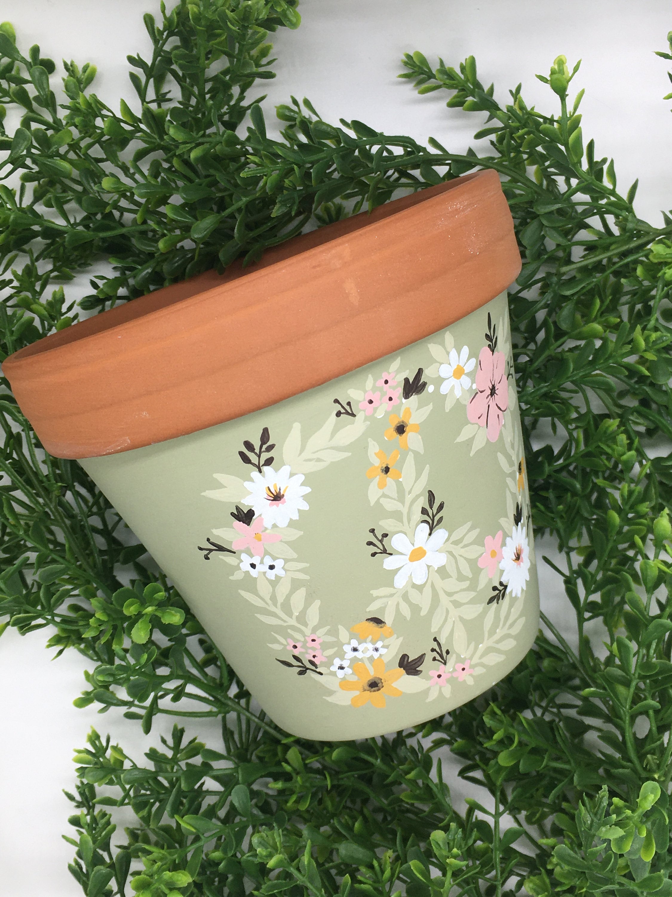 Hand Painted Indoor/outdoor Planter - Retro Floral Peace Sign - Flower ...