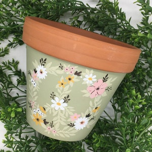 Hand Painted Indoor/outdoor Planter - Retro Floral Peace Sign - Flower ...