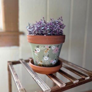 Hand Painted Indoor/outdoor Planter - Retro Floral Peace Sign - Flower ...