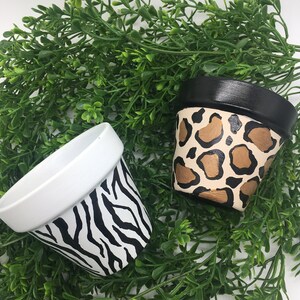 Hand Painted Small Indoor Planter - Zebra Print - Flower or Succulent ...