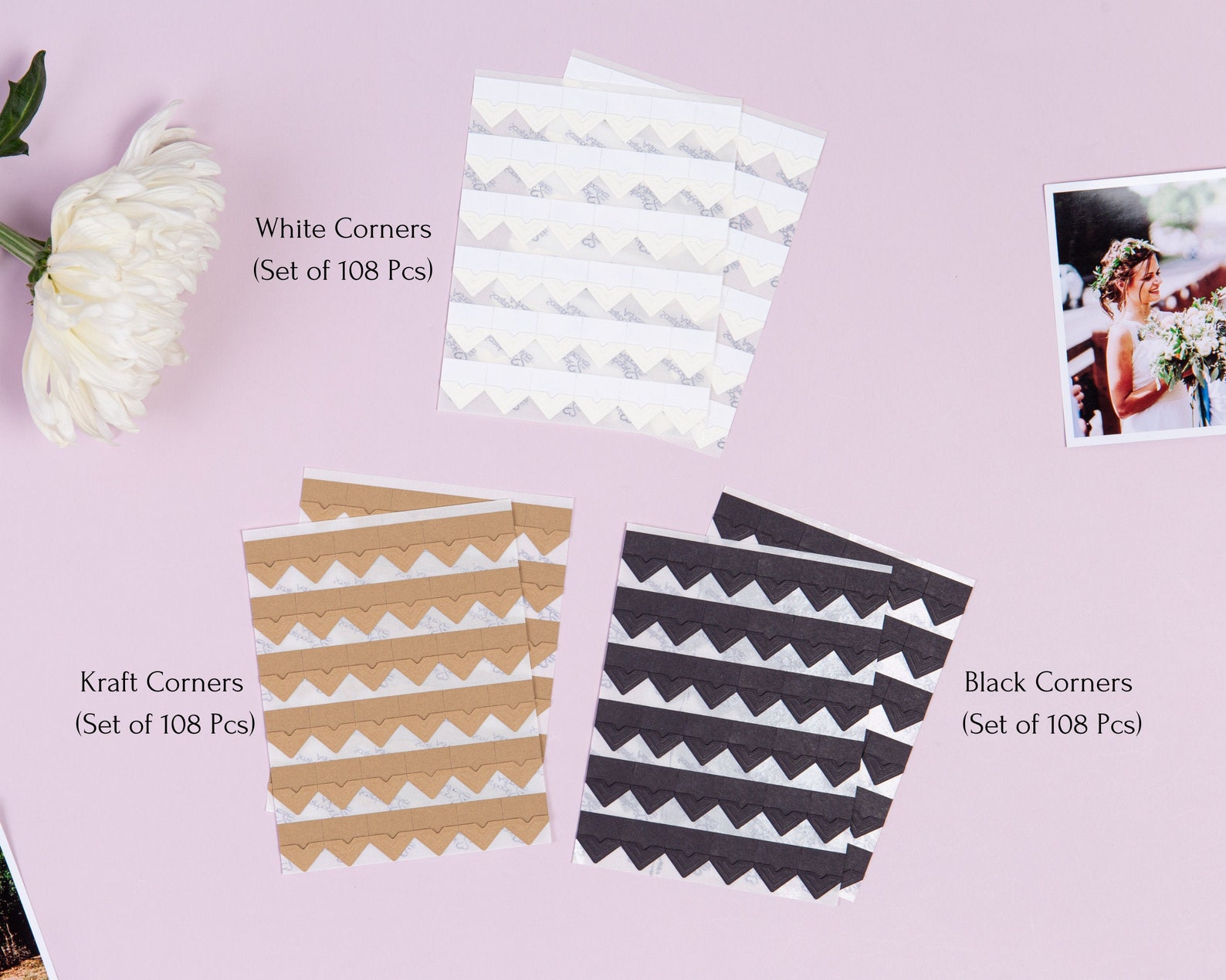 Photo Corner Stickers Set of 108 pcs. Self-Adhesive Vintage | Etsy