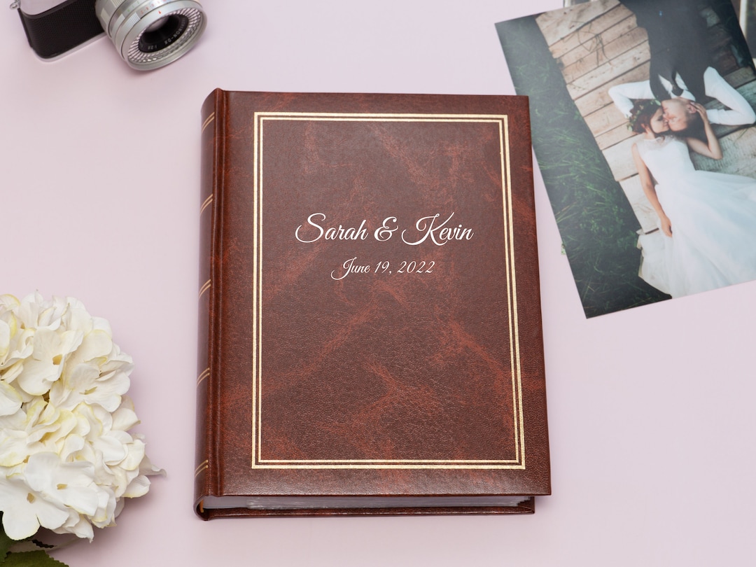 Personalized 6x8 Photo Album: Faux Leather Wedding Album With 50 or 100 ...