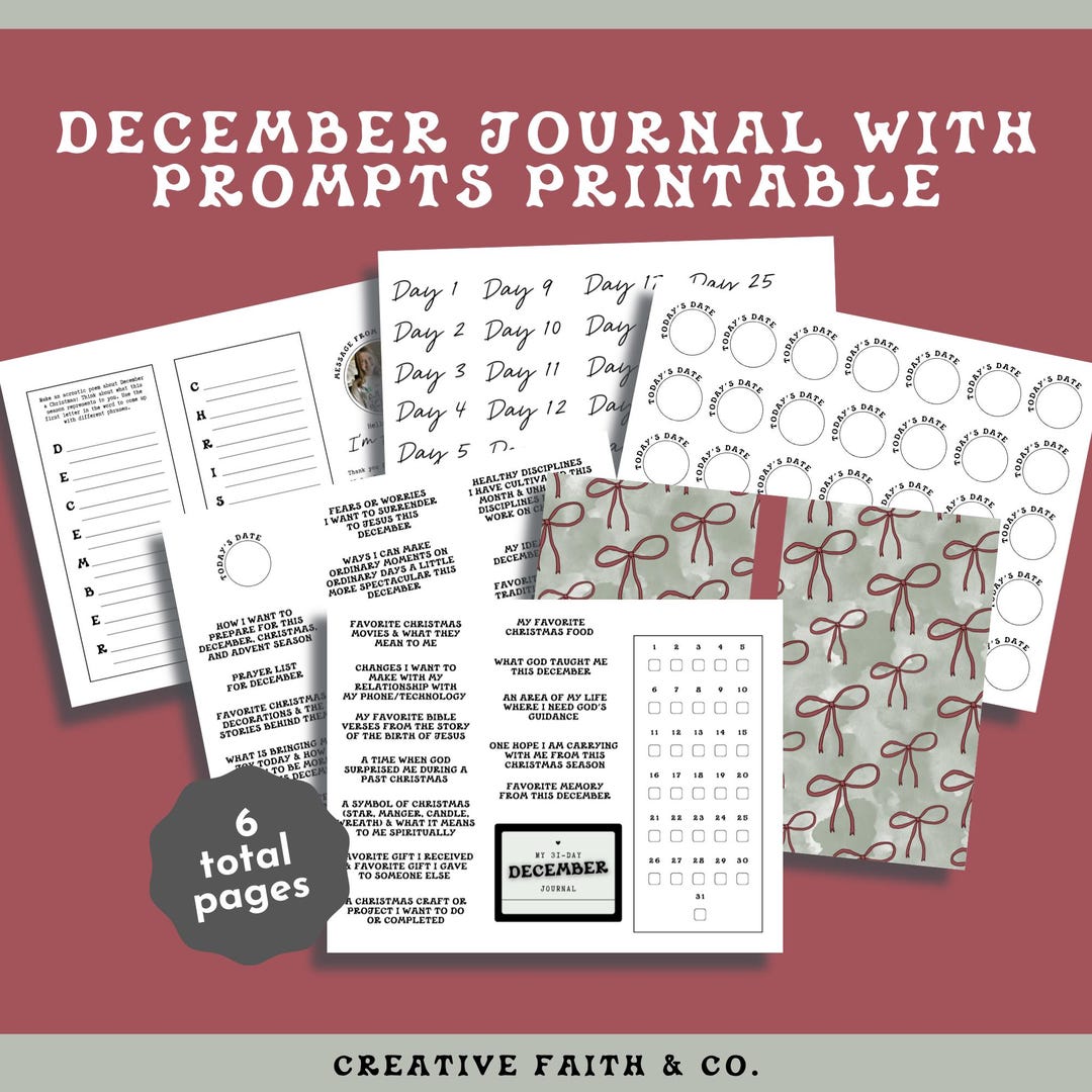 December Journal With Prompts Printable | DIY Christmas Journal ...