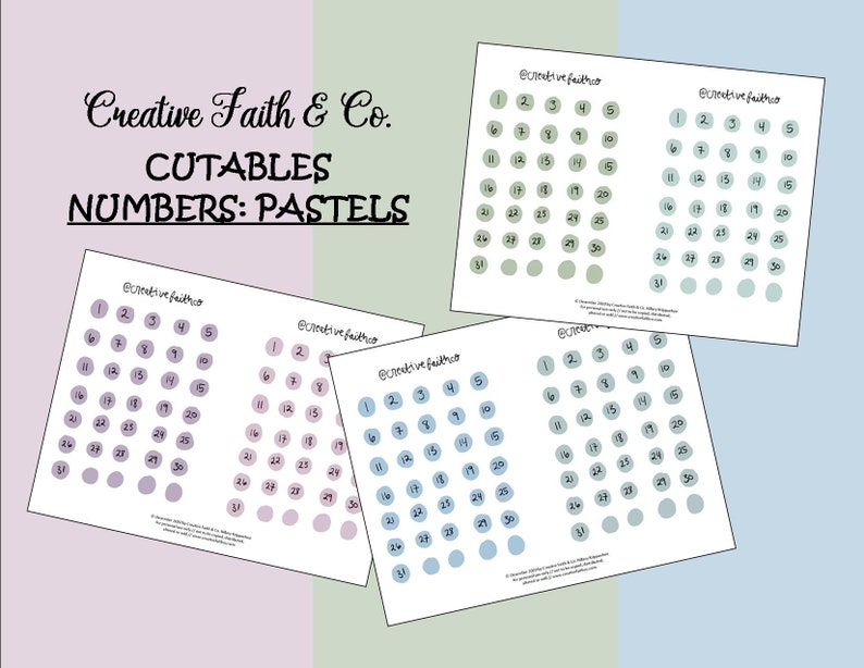 Pastels Numbers Printable Calendar Happy Planner | Etsy