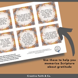 Psalms of Thanksgiving Printable Verse Cards 3x3 Inches Fall Florals ...