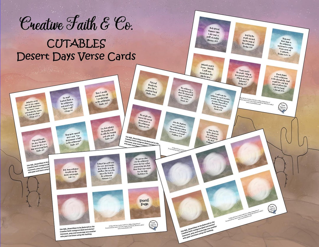 Desert Days Printable Verse Cards 3x3 Inches (creative Faith Cutables ...