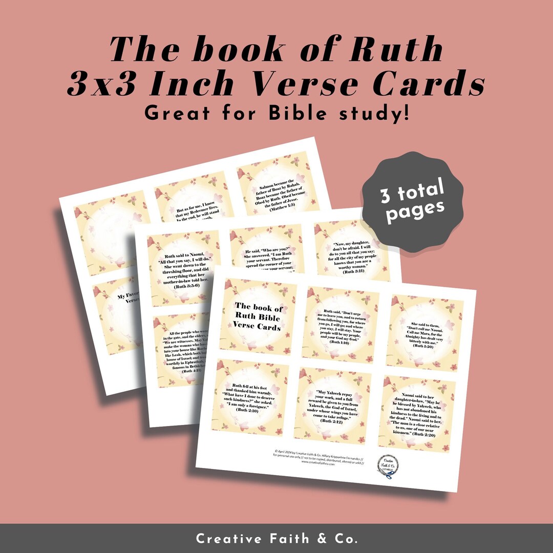 Book of Ruth Printable Verse Cards 3x3 Inches (creative Faith Cutables ...