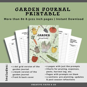 Garden Journal Printable | Garden Log | Garden Planner Dot Grid and ...