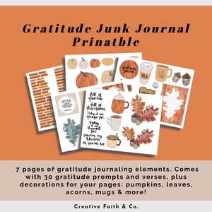 Gratitude Junk Journal Pumpkins Mugs Themed Bible Journaling Printable ...