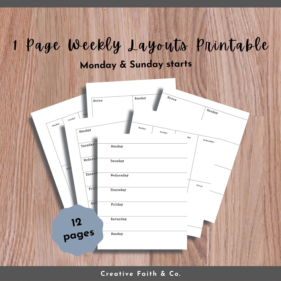 1 Page Weekly Calendar Happy Planner Printable-agenda-printable Planner ...
