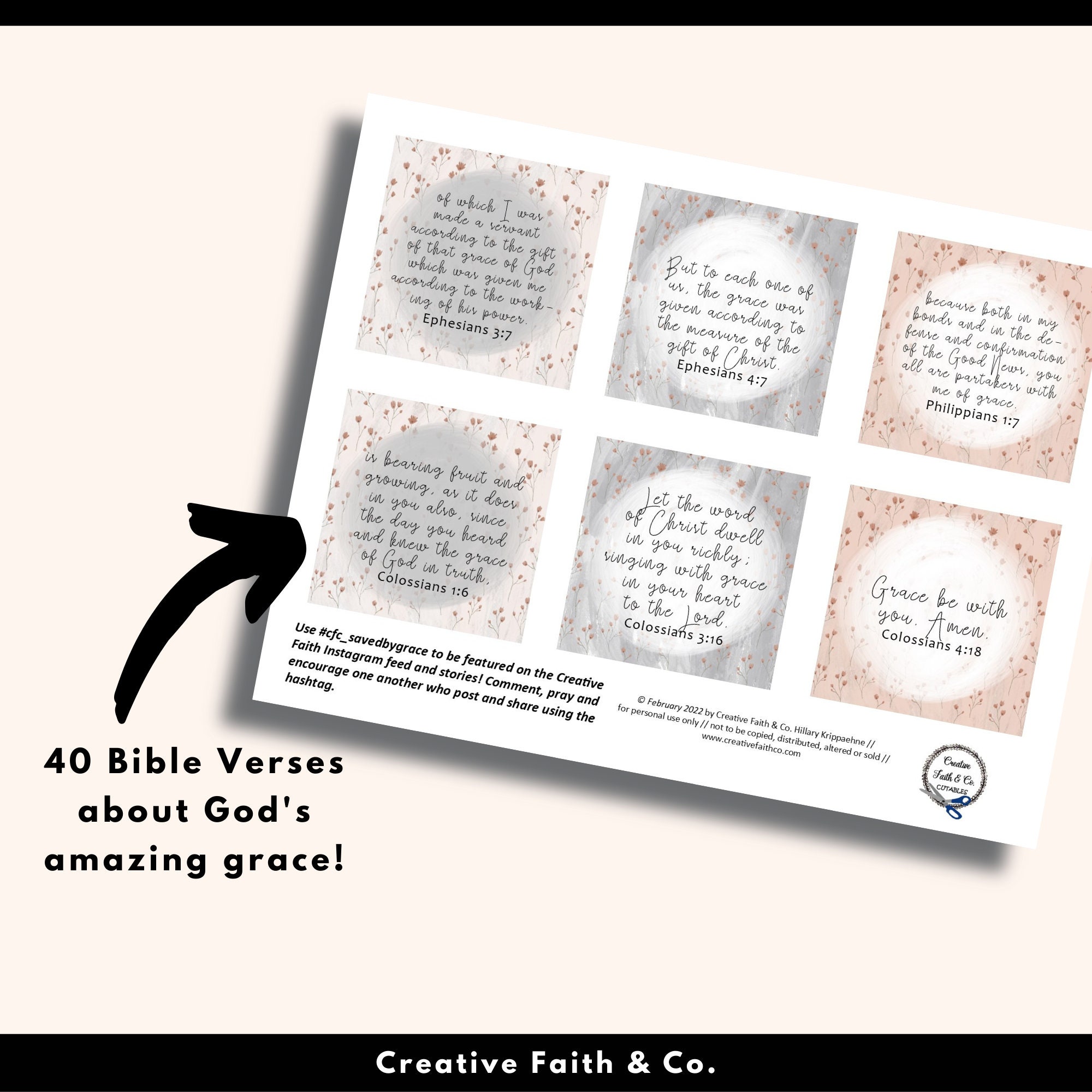 Saved by Grace Printable Verse Cards 3x3 Inches creative | Etsy