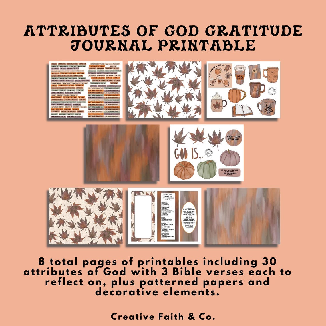 Gratitude Journal Printable: Attributes of God (creative Faith Cutables ...