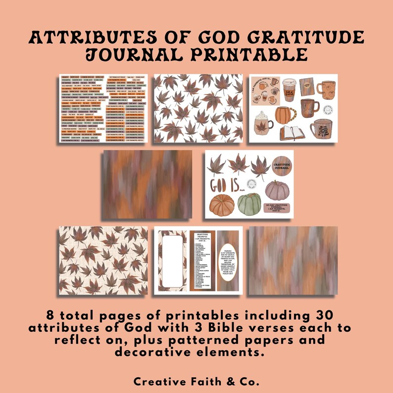 Gratitude Journal Printable: Attributes of God (creative Faith Cutables ...