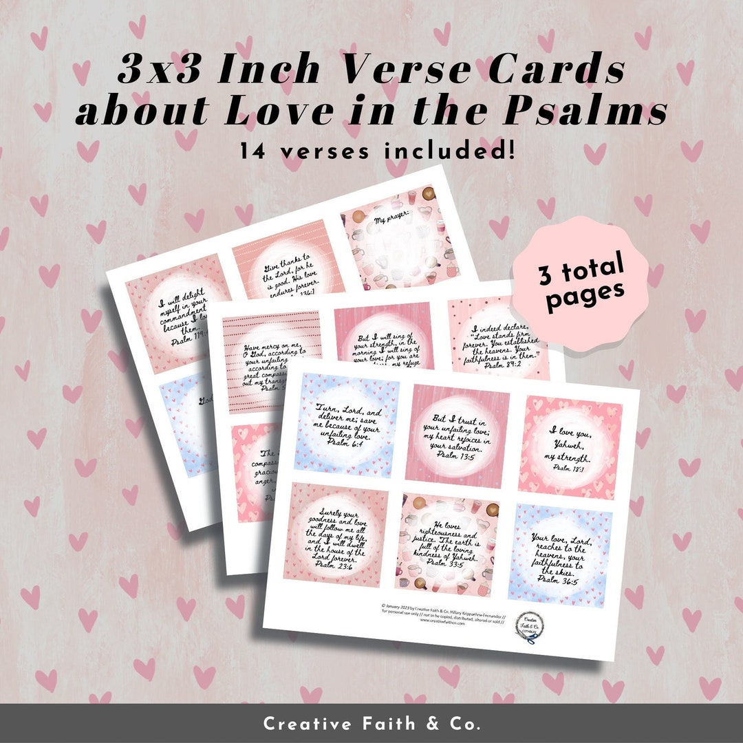 Psalms of LOVE Printable Verse Cards 3x3 Inches creative Faith Cutables ...