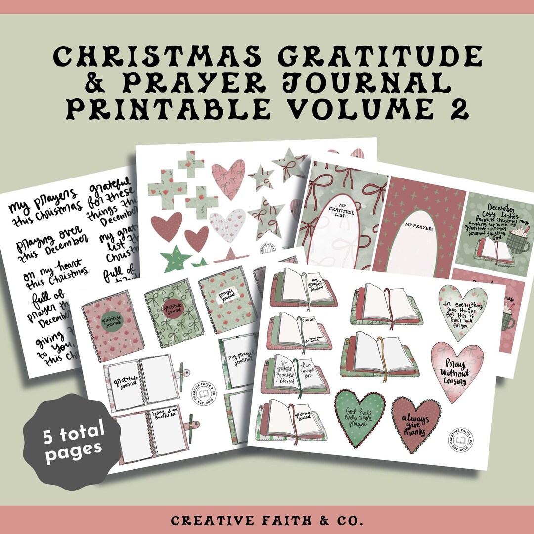 Christmas Prayer & Gratitude Journal Printable VOLUME 2 Bible ...