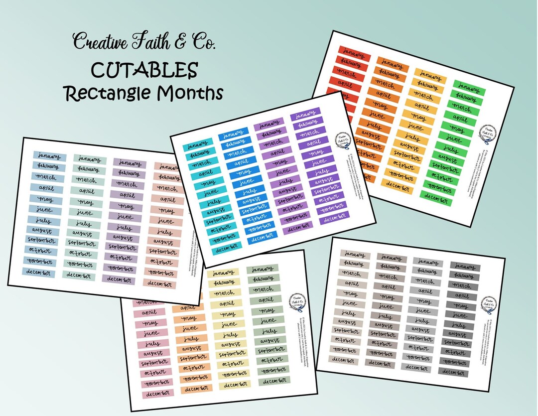 Rectangle Months Printable-calendar Happy Planner Printable-agenda ...