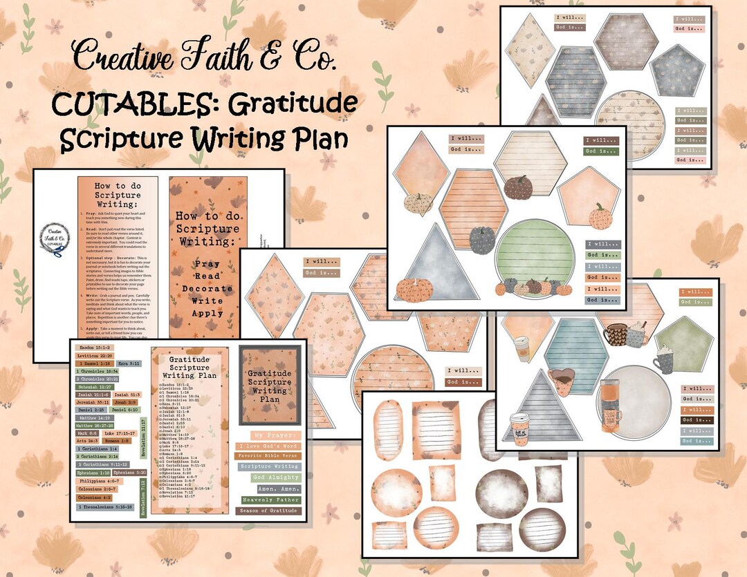 Gratitude Scripture Writing Plan - Bible Journaling Printable Devotion ...