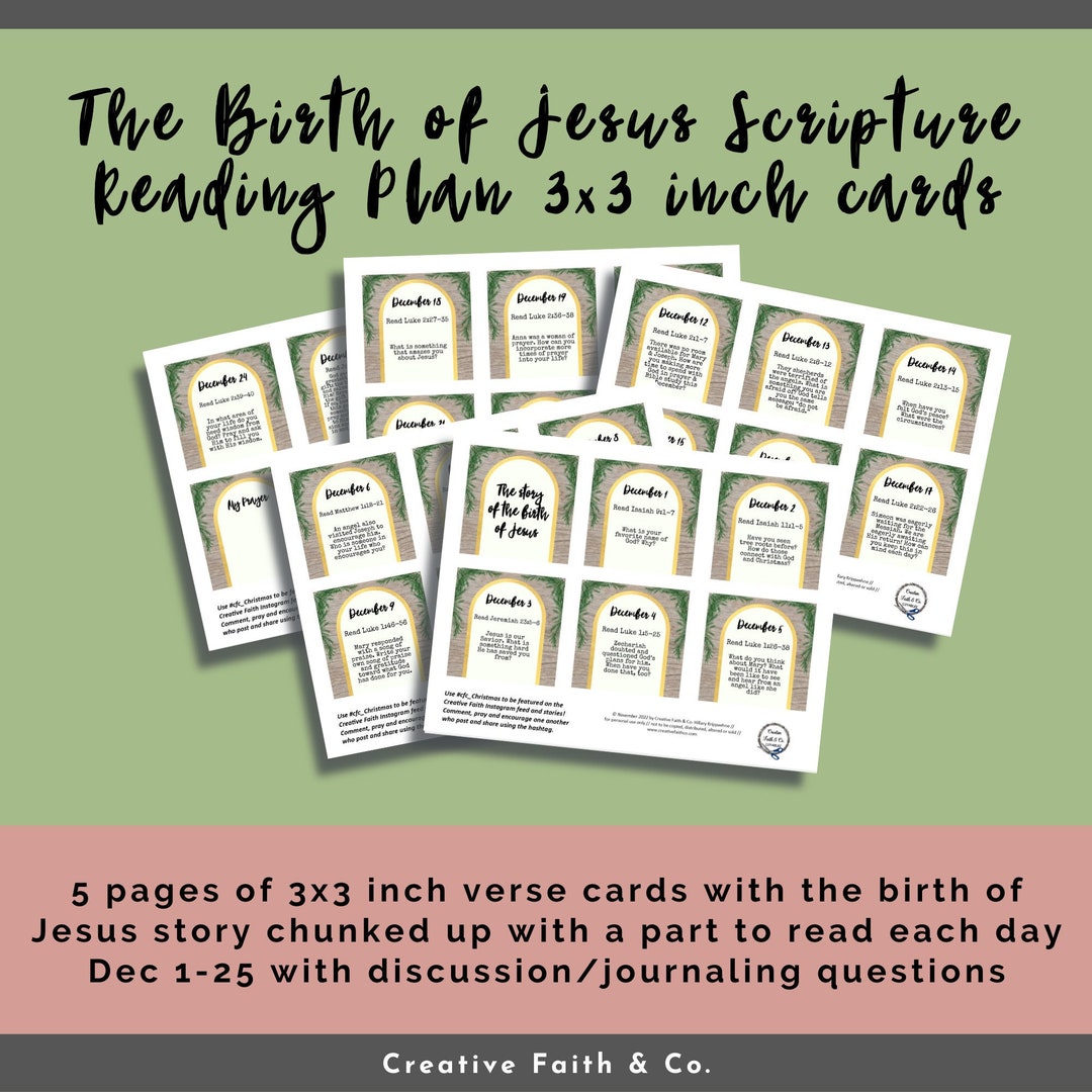The Birth of Jesus Printable Verse Cards Advent Scripture Reading Plan ...