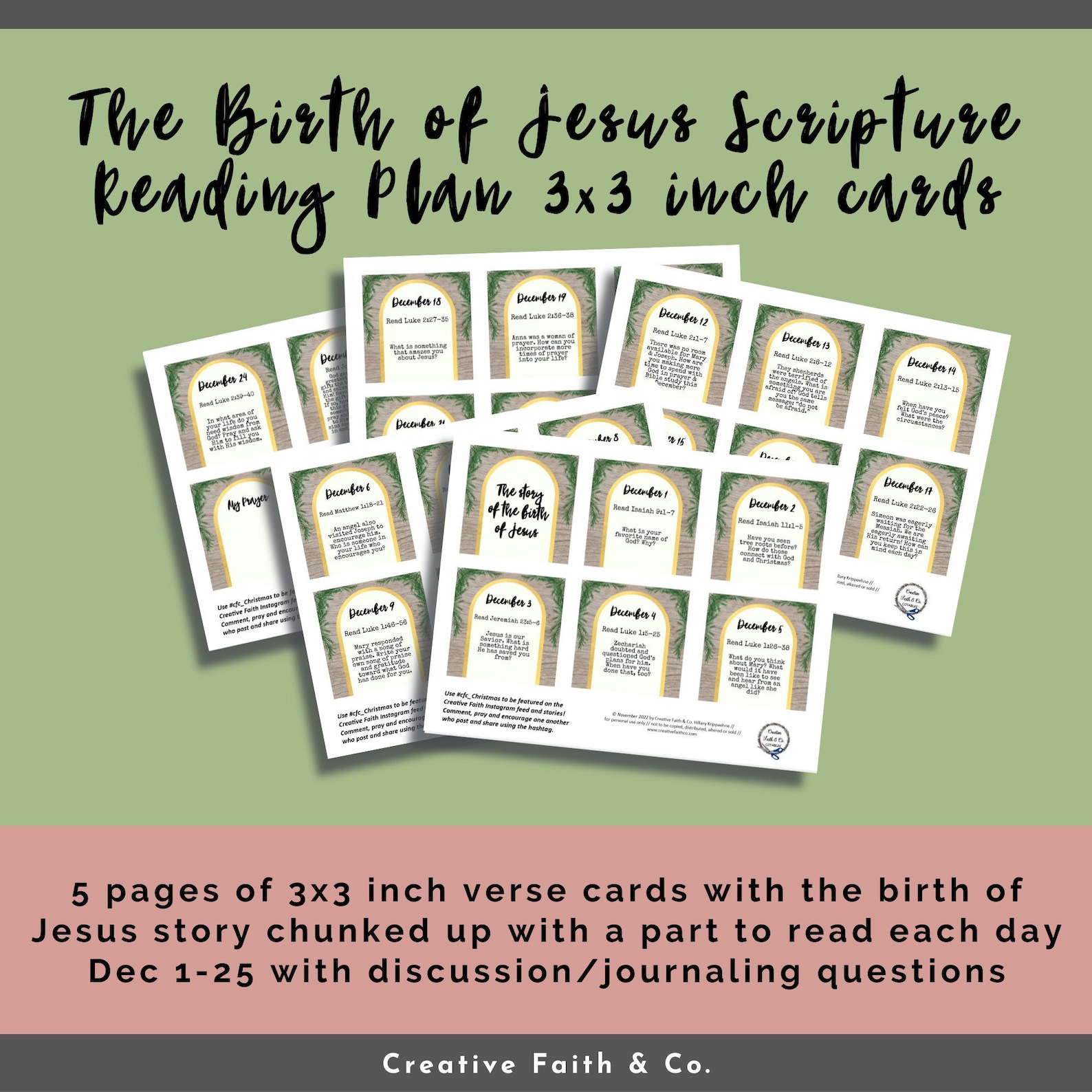 The Birth of Jesus Printable Verse Cards Advent Scripture - Etsy