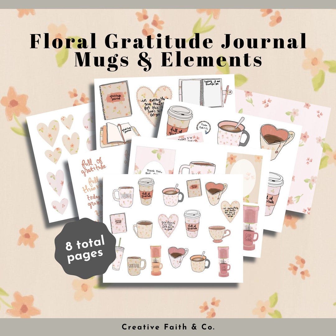 Spring Floral Gratitude Journal Mugs & Elements | Bible Journaling ...
