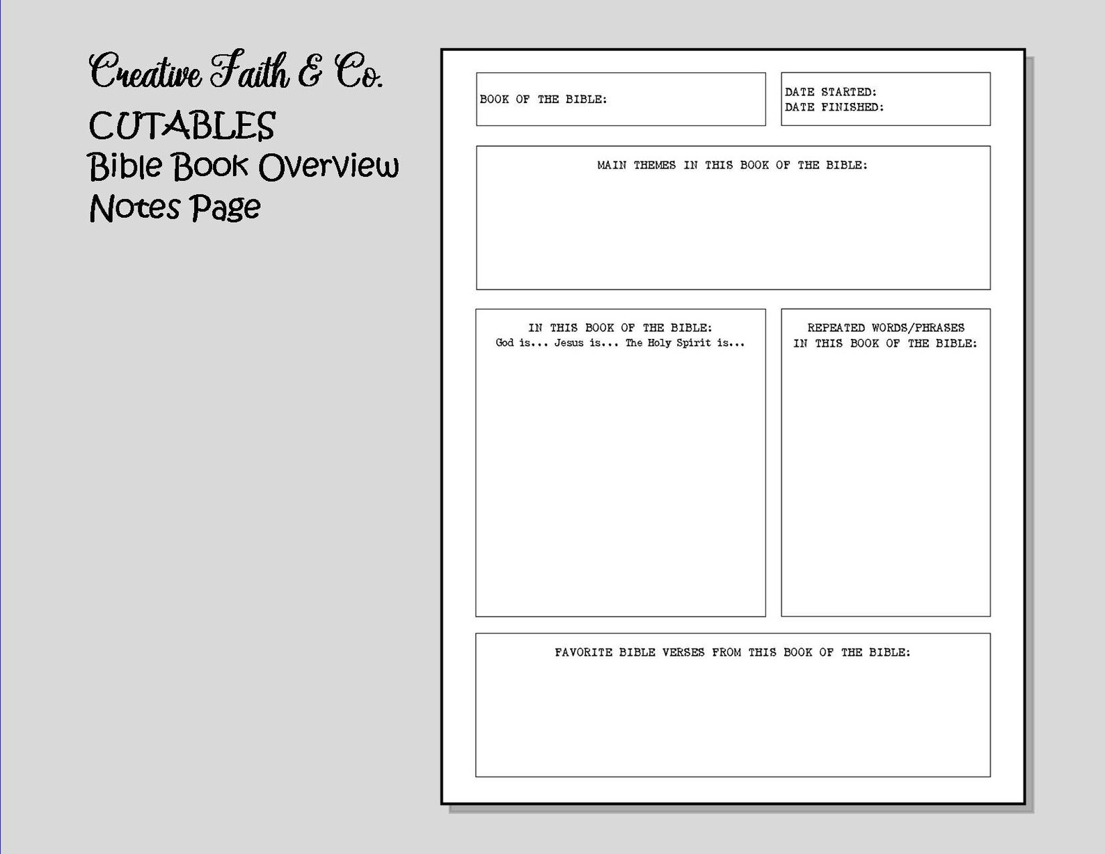 Bible Book Overview Notes Page Bible Journaling Printable - Etsy