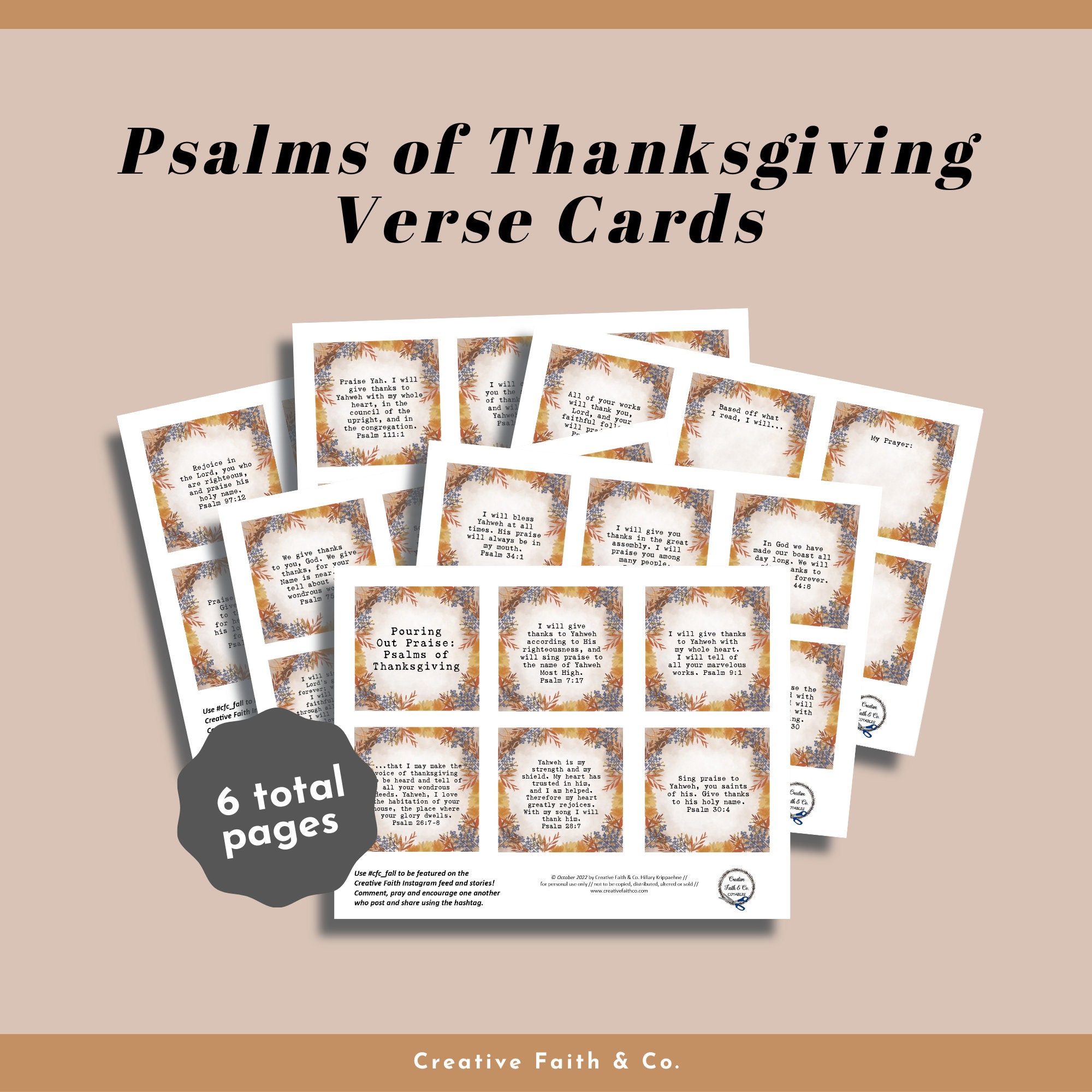 Psalms of Thanksgiving Printable Verse Cards 3x3 Inches Fall - Etsy