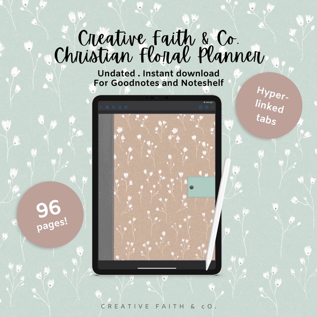 Undated Christian Floral Digital Planner | iPad Planner | Goodnotes ...