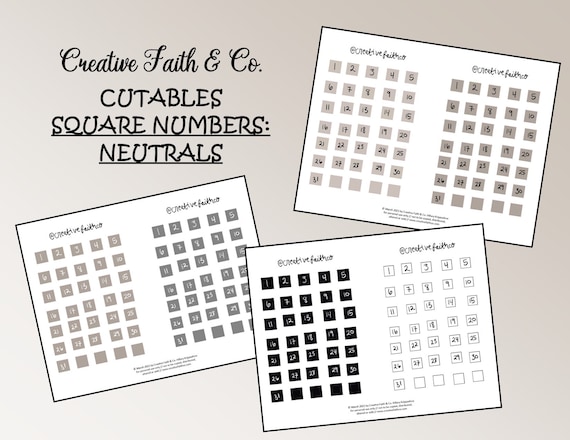 Neutral Square Numbers Printable Calendar Happy Planner | Etsy
