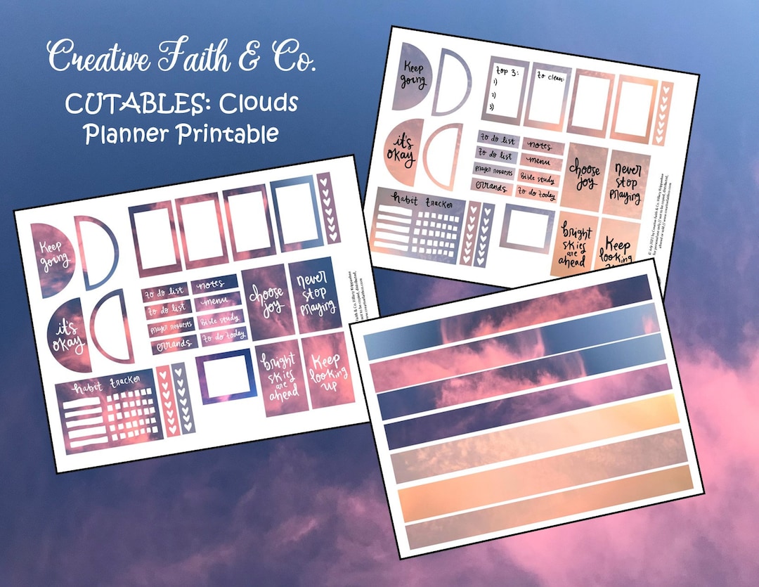 Clouds Decorative Planner Printable- Calendar Happy Planner Printable ...
