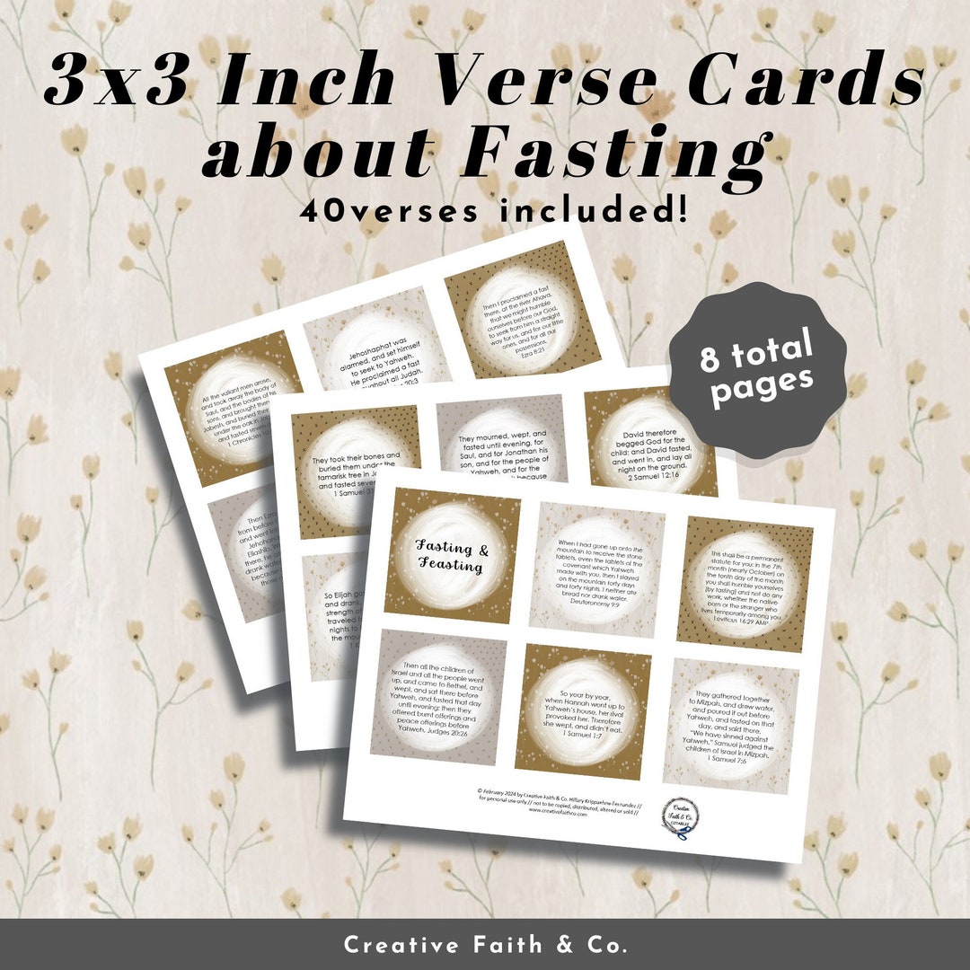 Fasting Printable Verse Cards 3x3 Inches (creative Faith Cutables) - Etsy