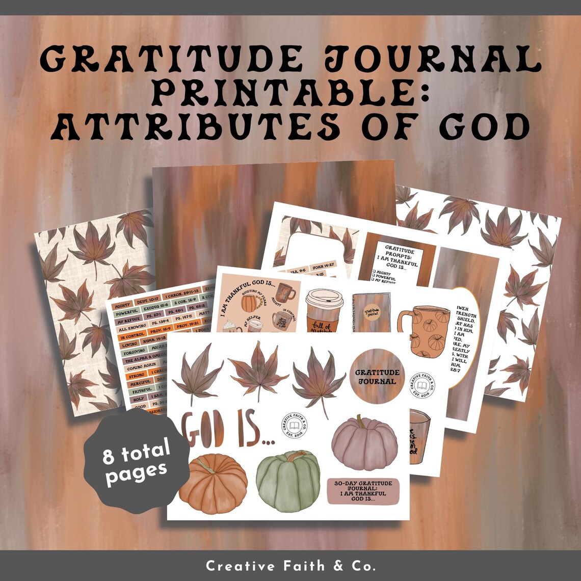 Gratitude Journal Printable: Attributes of God (creative Faith Cutables ...