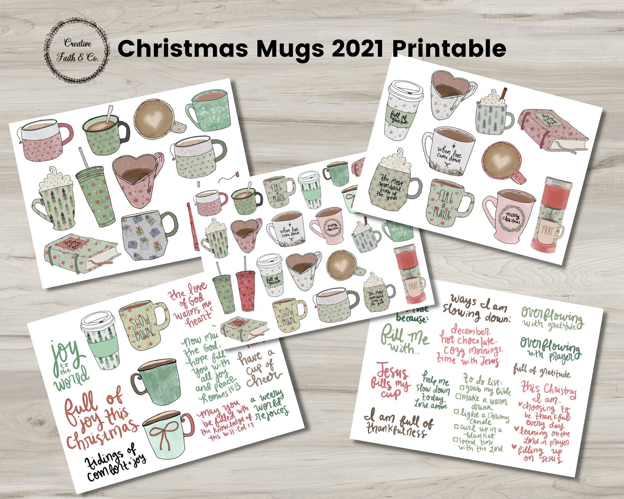 Christmas Mugs 2021 - Bible Journaling Printable Kit (creative Faith ...