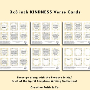 Fruit of the Spirit KINDNESS Printable Verse Cards 3x3 Inches | Produce ...