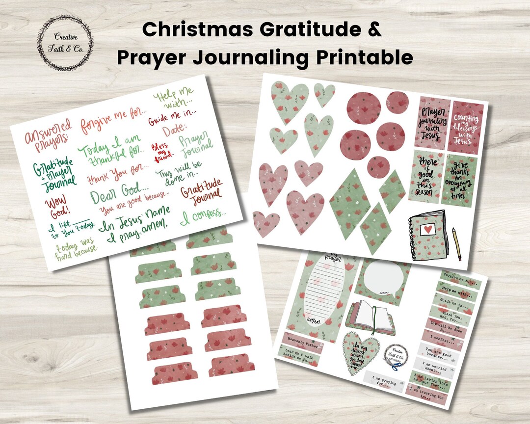 Christmas Prayer & Gratitude Journal Bible Journaling Printable Volume ...