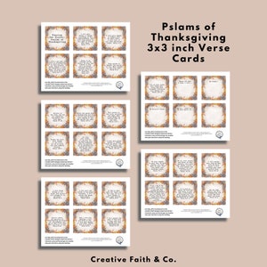 Psalms of Thanksgiving Printable Verse Cards 3x3 Inches Fall Florals ...