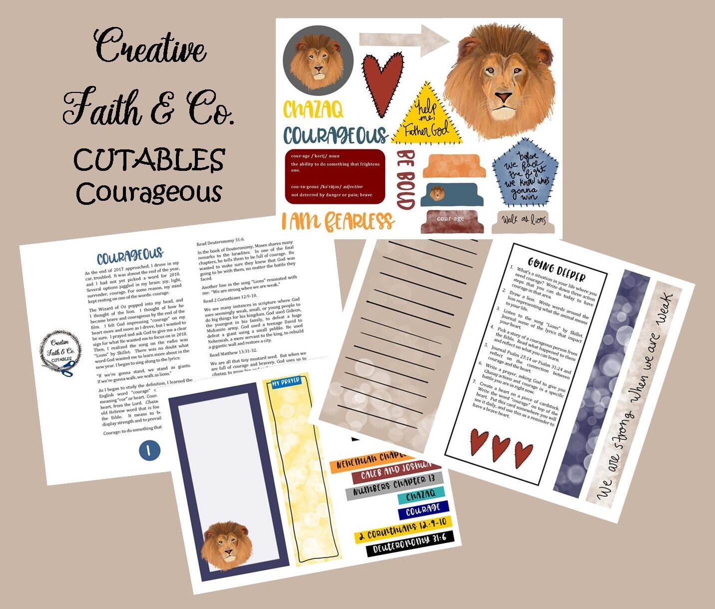 Bible Journaling Printable Devotion Kit Courageous creative | Etsy
